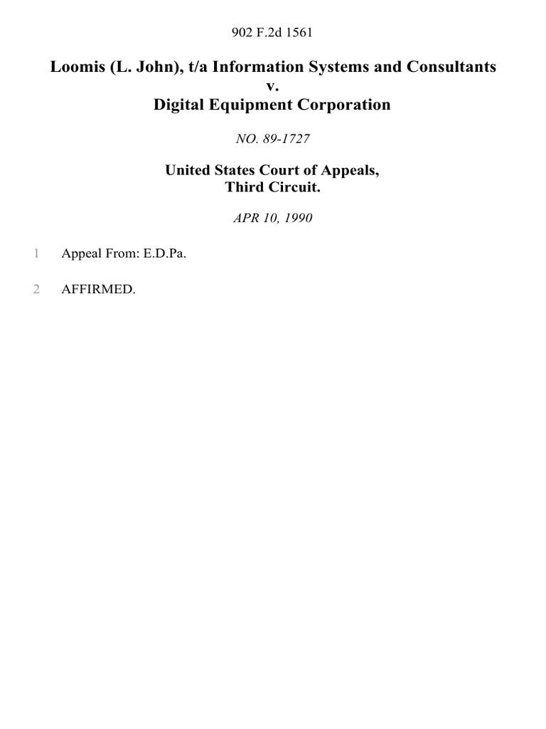 Loomis (L. John), T/a Information Systems and Consultants v. Digital ...