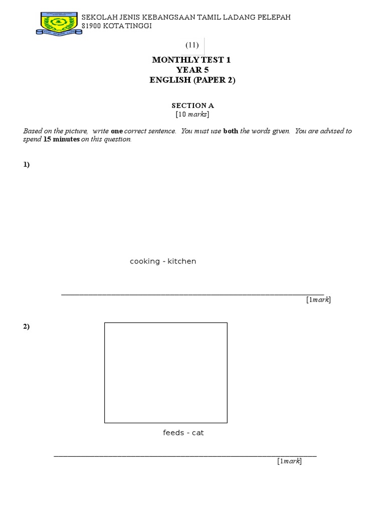 Monthly Test Bi (Paper 2) Year 5 | PDF | Cooking, Food & Wine ...