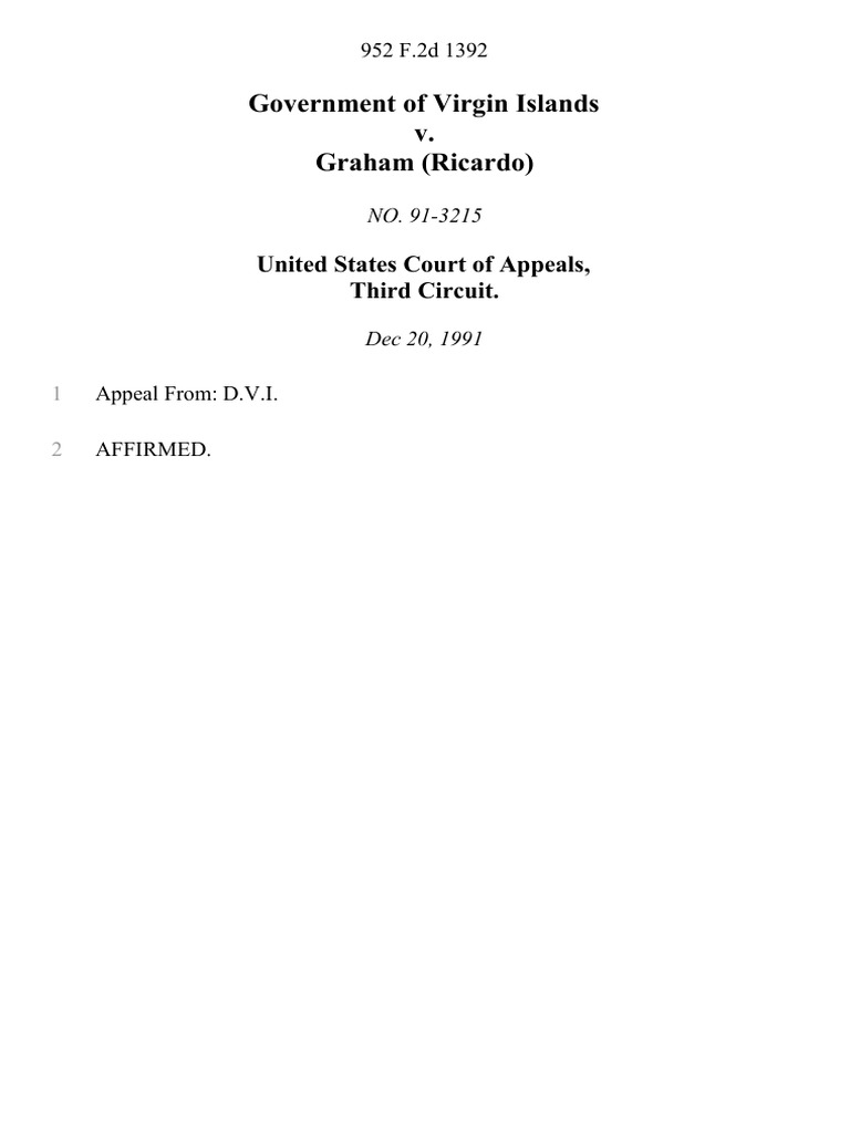 Government of Virgin Islands v. Graham (Ricardo), 952 F.2d 1392, 3rd ...