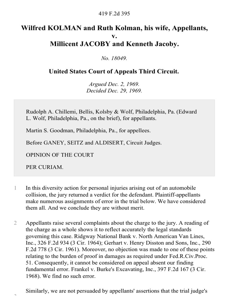 Wilfred Kolman and Ruth Kolman, His Wife v. Millicent Jacoby and ...