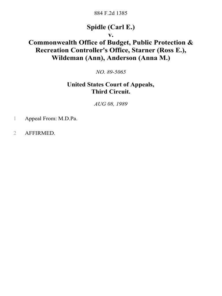 Spidle (Carl E.) v. Commonwealth Office of Budget, Public Protection ...