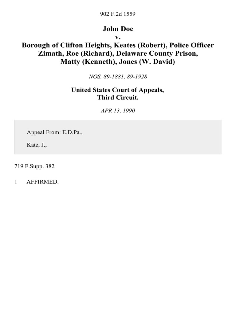 Doe v. Clifton Heights: Appeal Summary | PDF | Legal Disputes | United ...