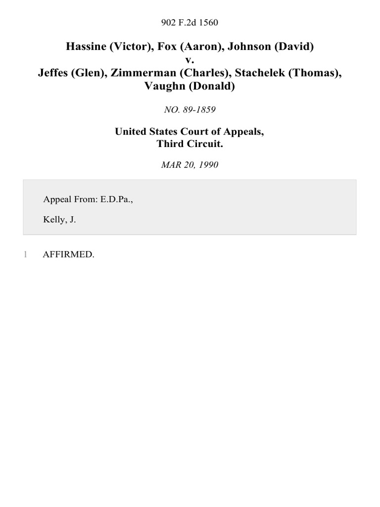 Hassine (Victor), Fox (Aaron), Johnson (David) v. Jeffes (Glen ...