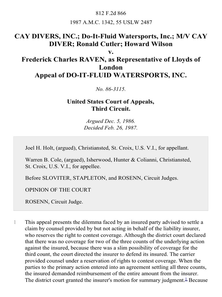 Cay Divers, Inc. Do-It-Fluid Watersports, Inc. M/v Cay Diver Ronald ...