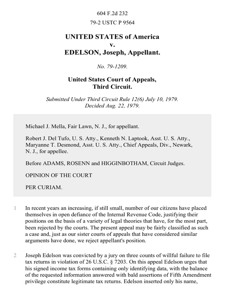 United States v. Edelson, Joseph, 604 F.2d 232, 3rd Cir. (1979) | PDF ...