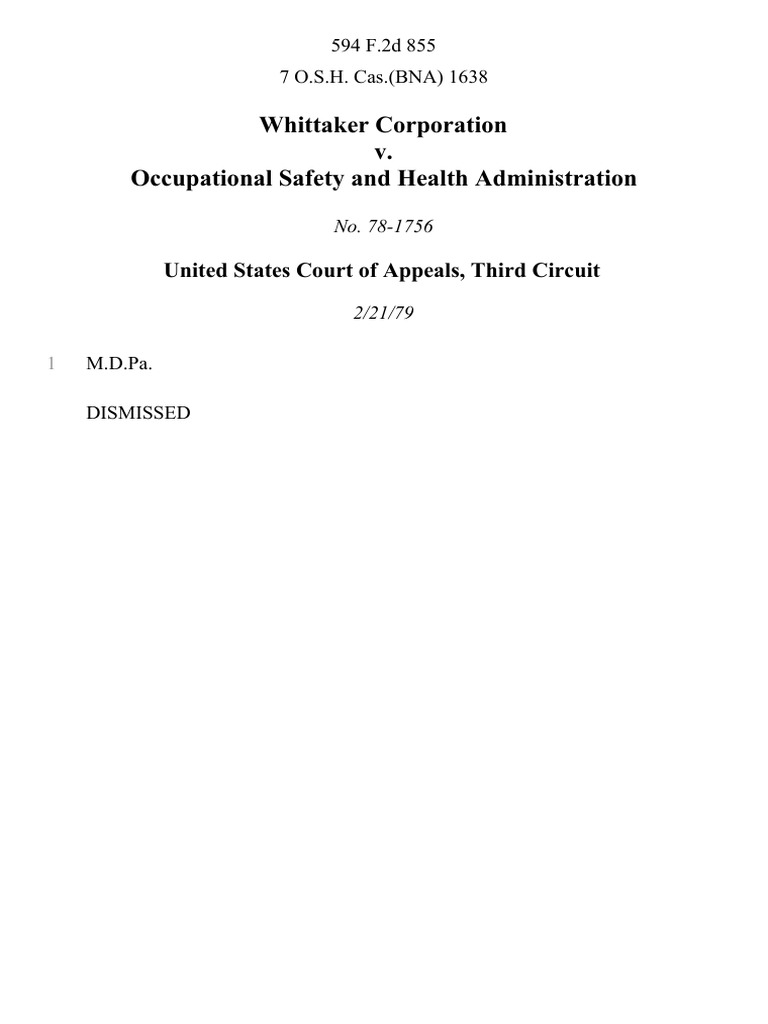 Whittaker Corporation v. Occupational Safety and Health Administration ...