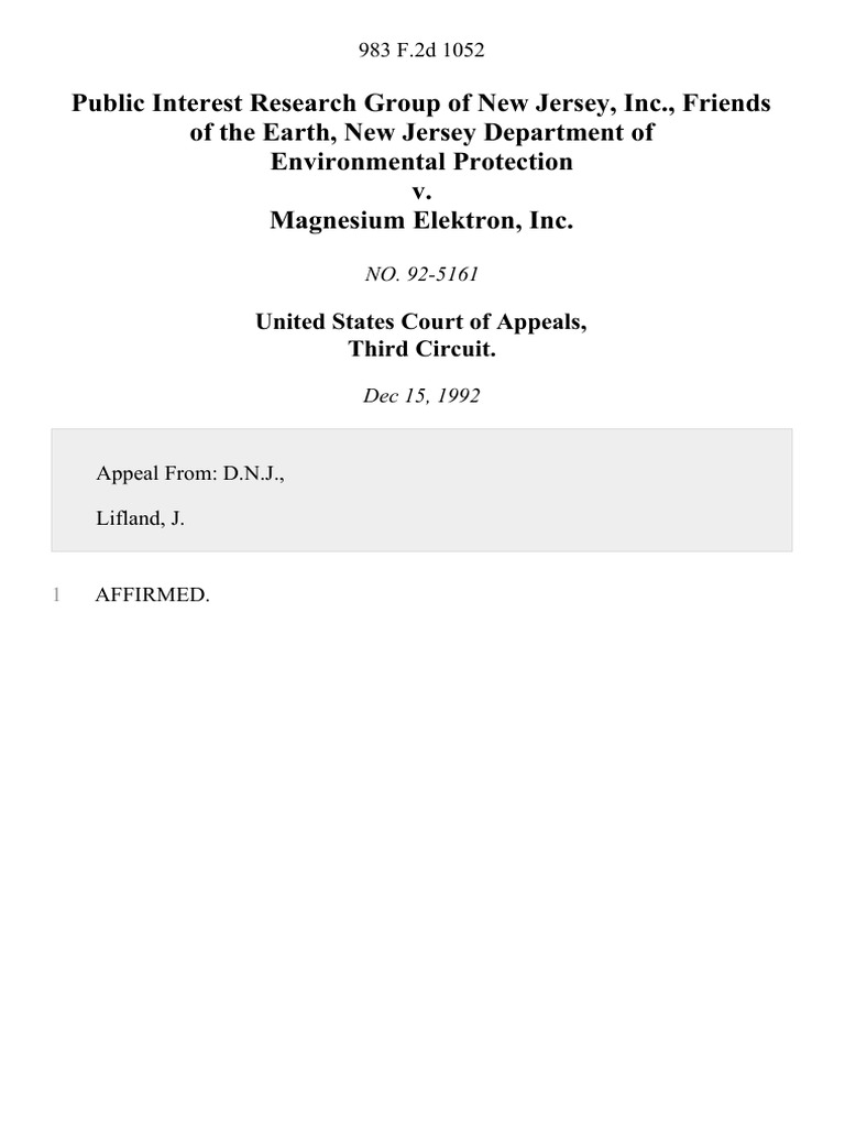 Public Interest Research Group of New Jersey, Inc., Friends of The ...
