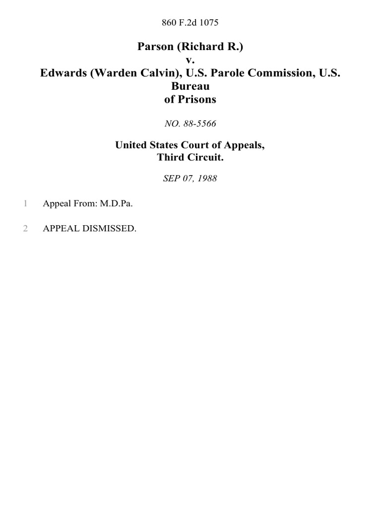 Parson (Richard R.) v. Edwards (Warden Calvin), U.S. Parole Commission ...