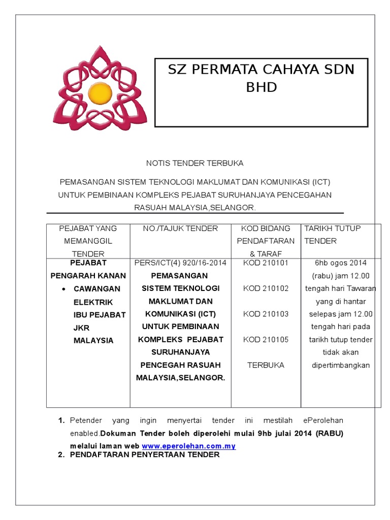 Notis Tender Terbuka | PDF | Bisnis | Komputer