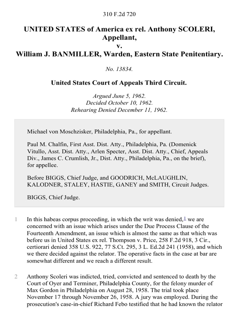 United States of America Ex Rel. Anthony Scoleri v. William J ...