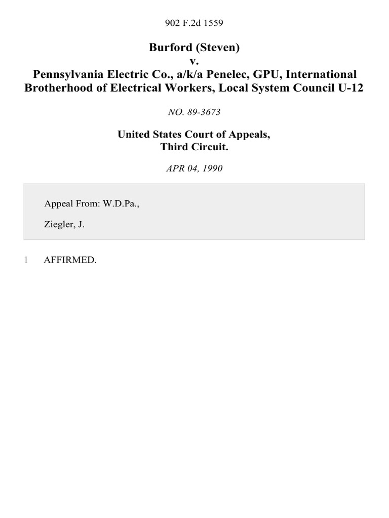 Burford (Steven) v. Pennsylvania Electric Co., A/k/a Penelec, GPU ...