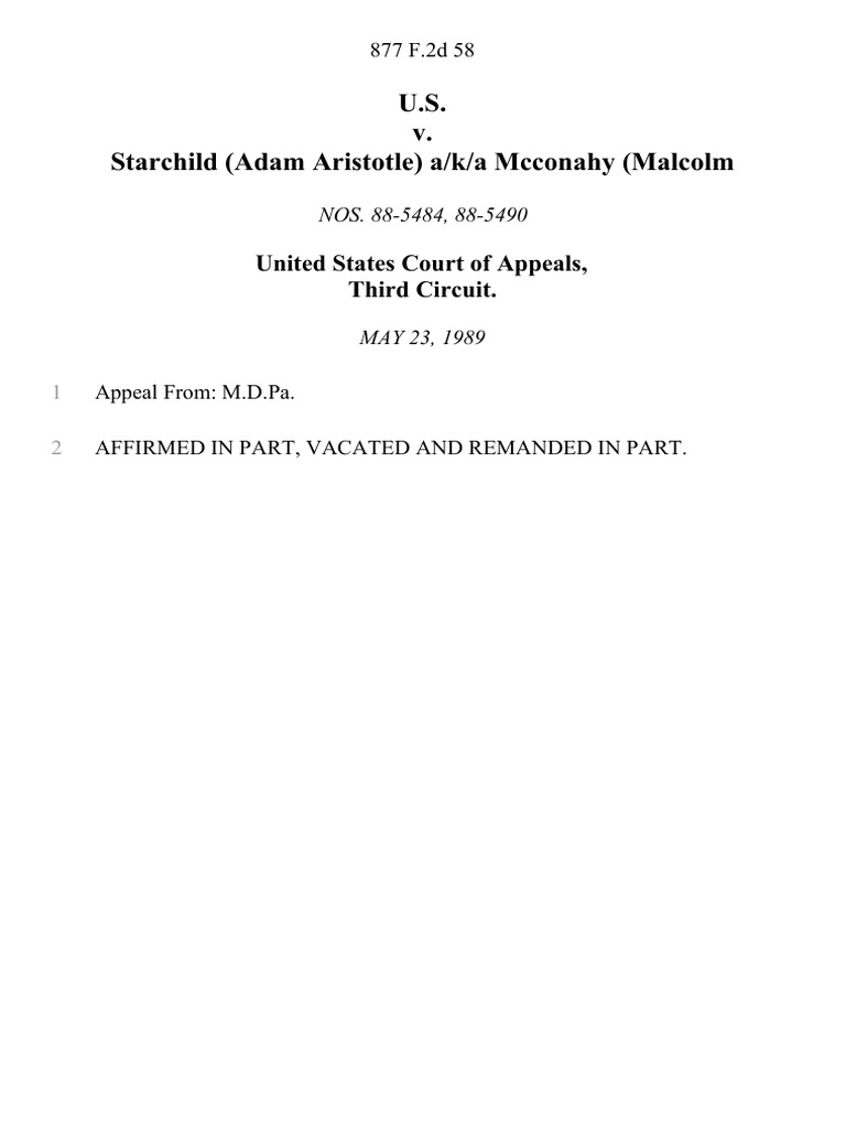 United States v. Starchild (Adam Aristotle) A/K/A McConahy (Malcolm ...