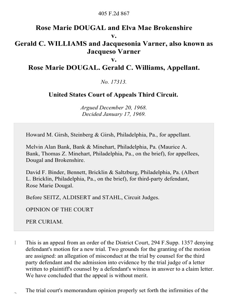 Rose Marie Dougal and Elva Mae Brokenshire v. Gerald C. Williams and ...
