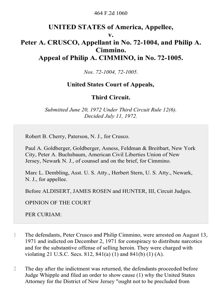 United States v. Peter A. Crusco, in No. 72-1004, and Philip A. Cimmino ...