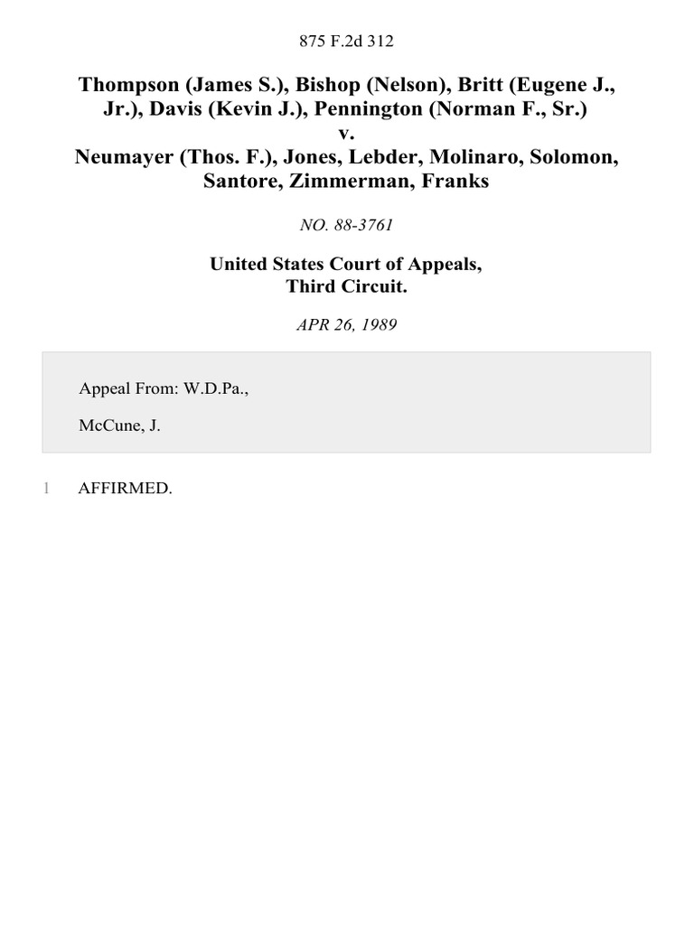 Thompson (James S.), Bishop (Nelson), Britt (Eugene J., Jr.), Davis ...