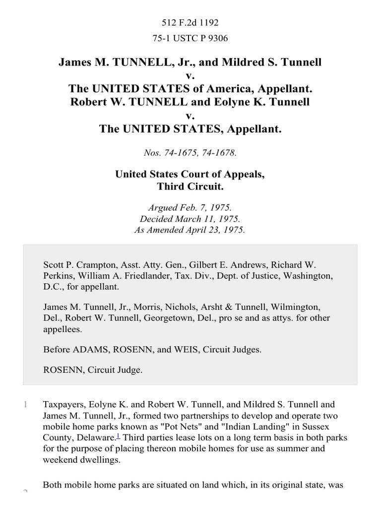 James M. Tunnell, JR., and Mildred S. Tunnell v. The United States of ...