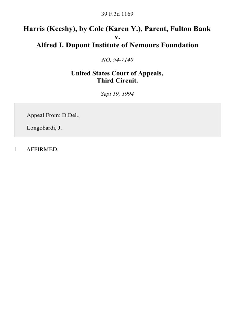 Harris (Keeshy), by Cole (Karen Y.), Parent, Fulton Bank v. Alfred I ...