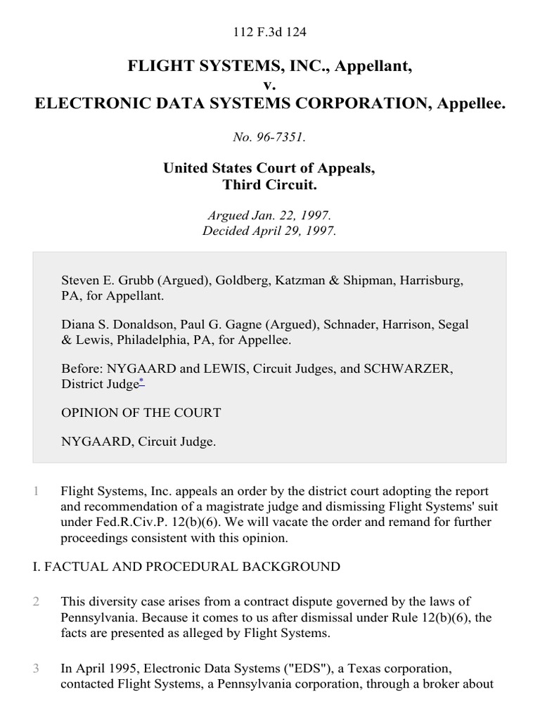 Flight Systems, Inc. v. Electronic Data Systems Corporation, 112 F.3d ...