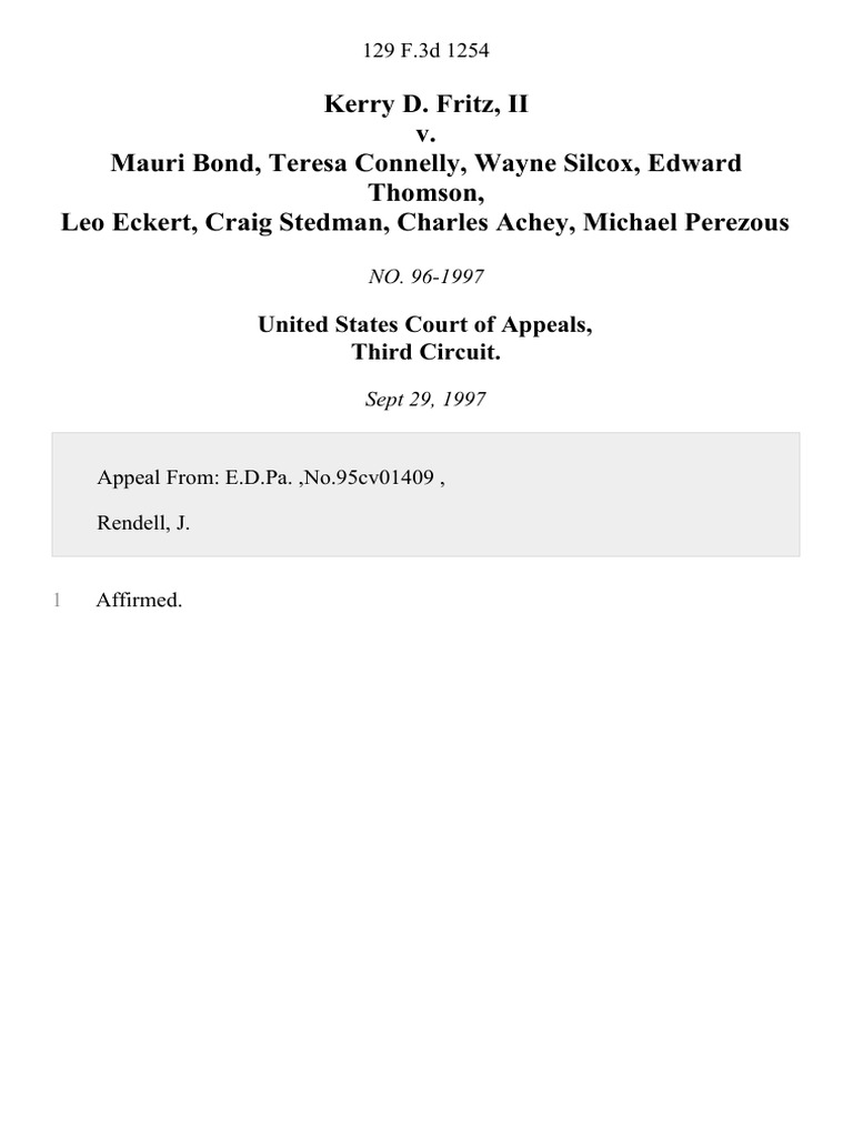 Kerry D. Fritz, II v. Mauri Bond, Teresa Connelly, Wayne Silcox, Edward ...