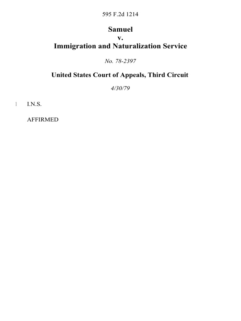 Samuel v. Immigration and Naturalization Service, 595 F.2d 1214, 3rd ...