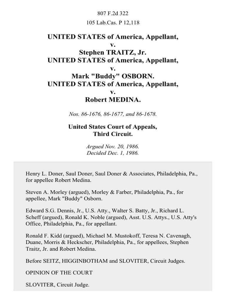 United States v. Stephen Traitz, Jr. United States of America v. Mark ...