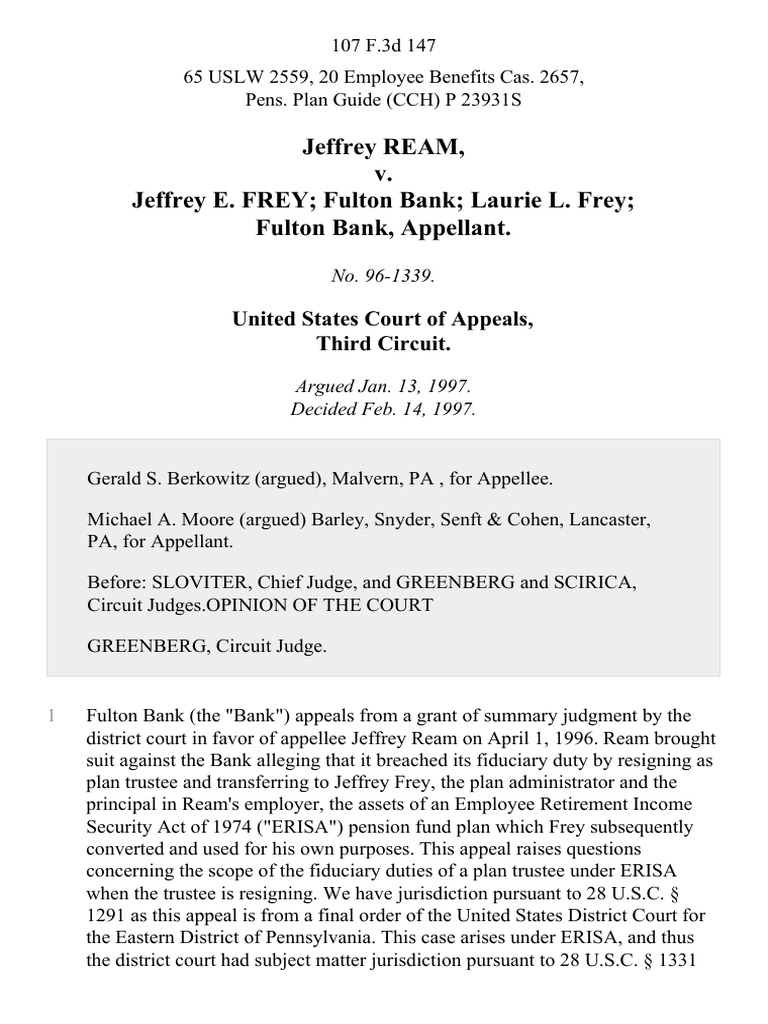 Jeffrey Ream v. Jeffrey E. Frey Fulton Bank Laurie L. Frey Fulton Bank ...