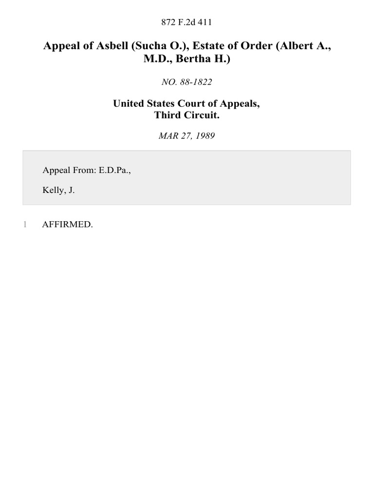 Appeal of Asbell (Sucha O.), Estate of Order (Albert A., M.D., Bertha H ...