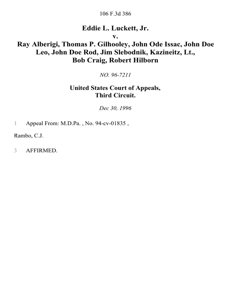 Eddie L. Luckett, Jr. v. Ray Alberigi, Thomas P. Gilhooley, John Ode ...