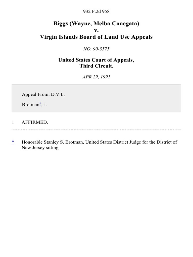 Biggs (Wayne, Melba Canegata) v. Virgin Islands Board of Land Use ...
