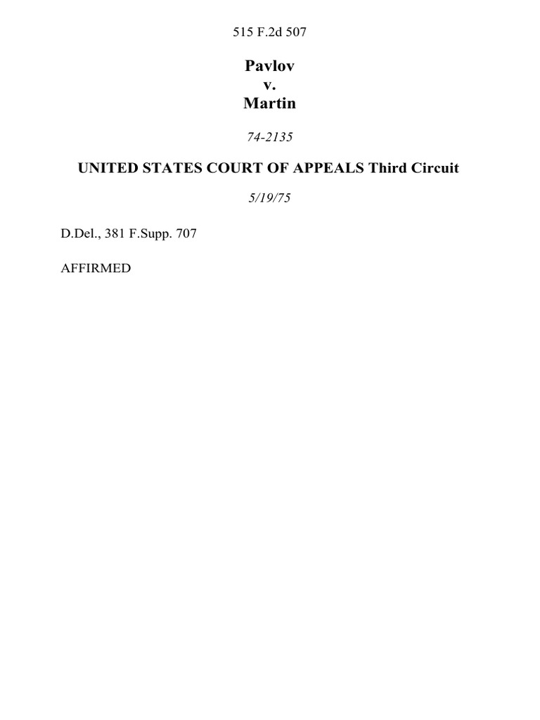 Pavlov v. Martin, 515 F.2d 507, 3rd Cir. (1975) | PDF