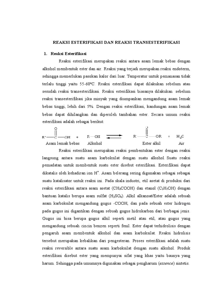Reaksi Esterifikasi Dan Transesterifikasi | PDF