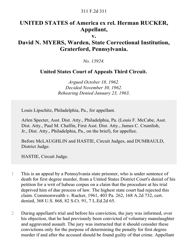 UNITED STATES of America Ex Rel. Herman RUCKER, Appellant, v. David N ...