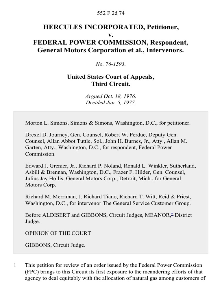 Hercules Incorporated v. Federal Power Commission, General Motors ...
