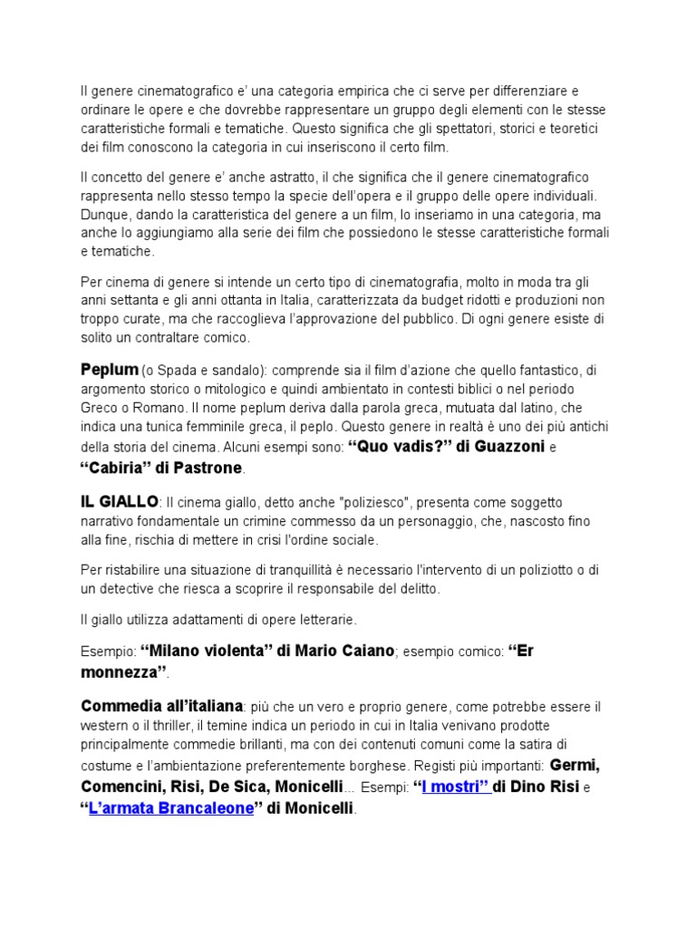I Generi Cinematografici | PDF