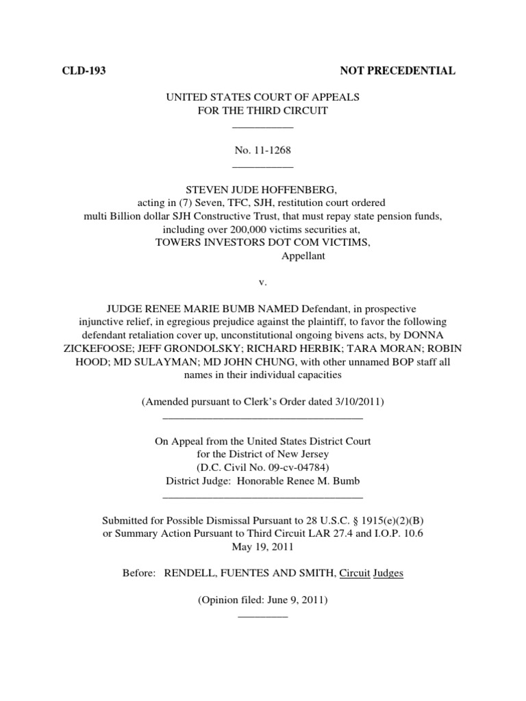 Steven Hoffenberg v. Renee Bumb, 3rd Cir. (2011) | PDF | Complaint ...