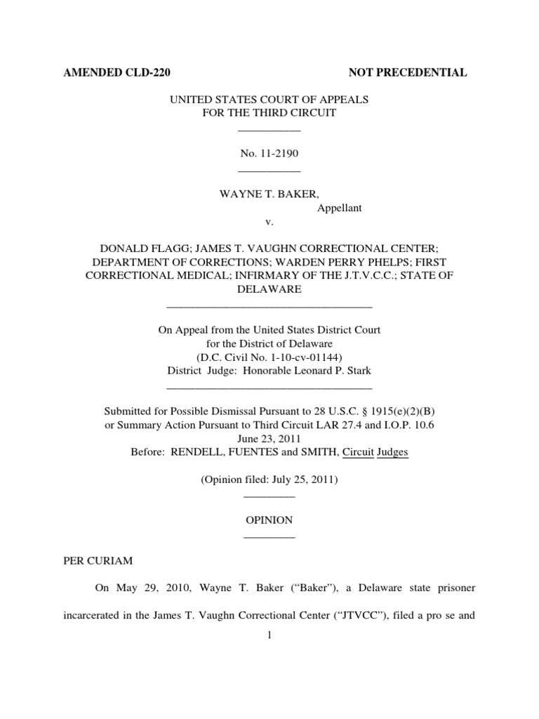 Wayne Baker v. Donald Flagg, 3rd Cir. (2011) | PDF | Lawsuit | Complaint