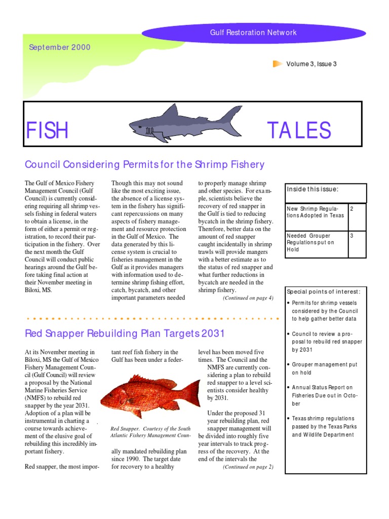 September 2000 Fish Tales Newsletter | PDF | Overfishing | Fish And Humans