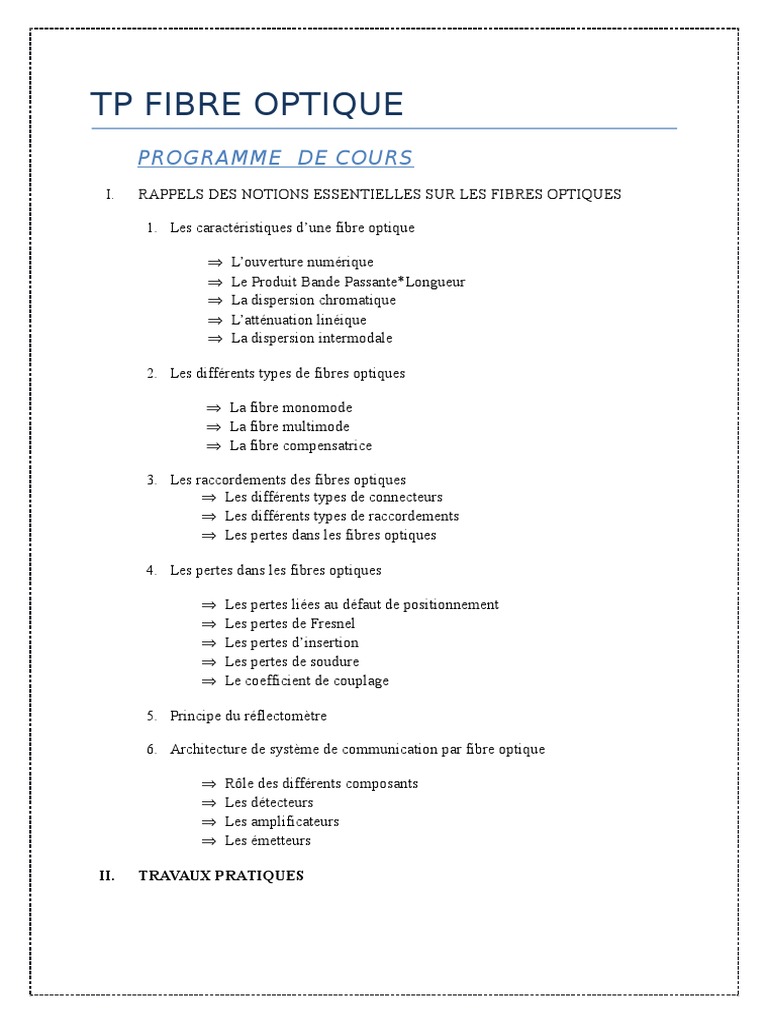 TP Fibre Optique | PDF | Atténuation | Fibre optique