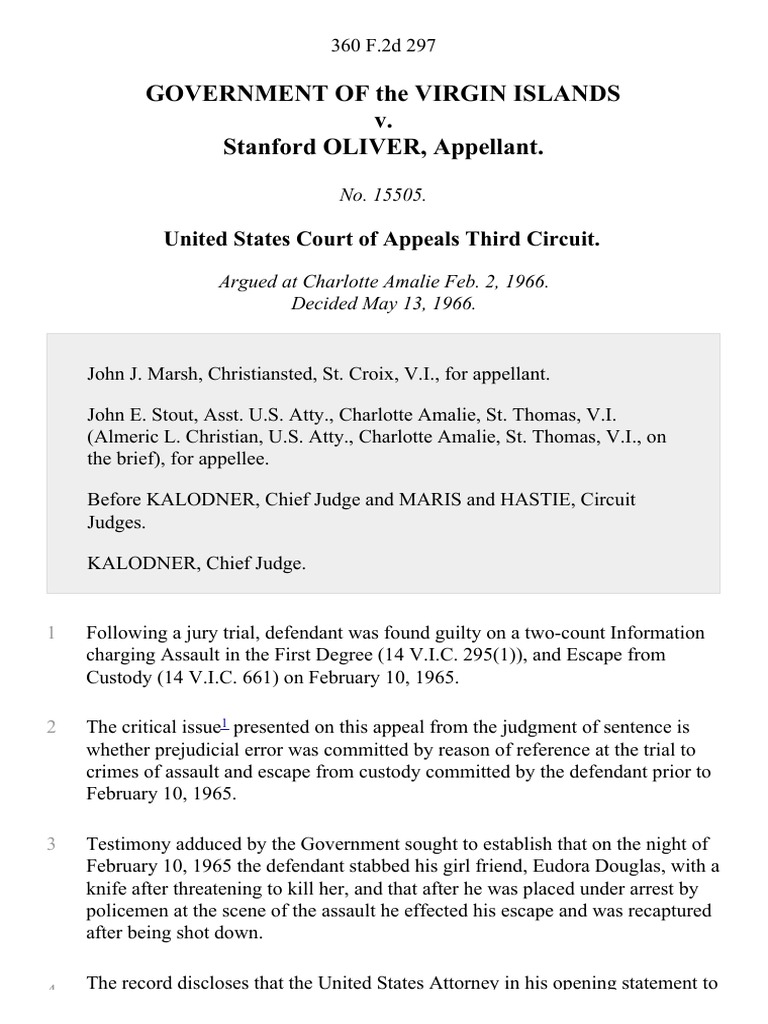 Government of The Virgin Islands v. Stanford Oliver, 360 F.2d 297, 3rd ...