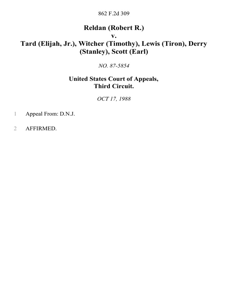 Reldan (Robert R.) v. Tard (Elijah, JR.), Witcher (Timothy), Lewis ...