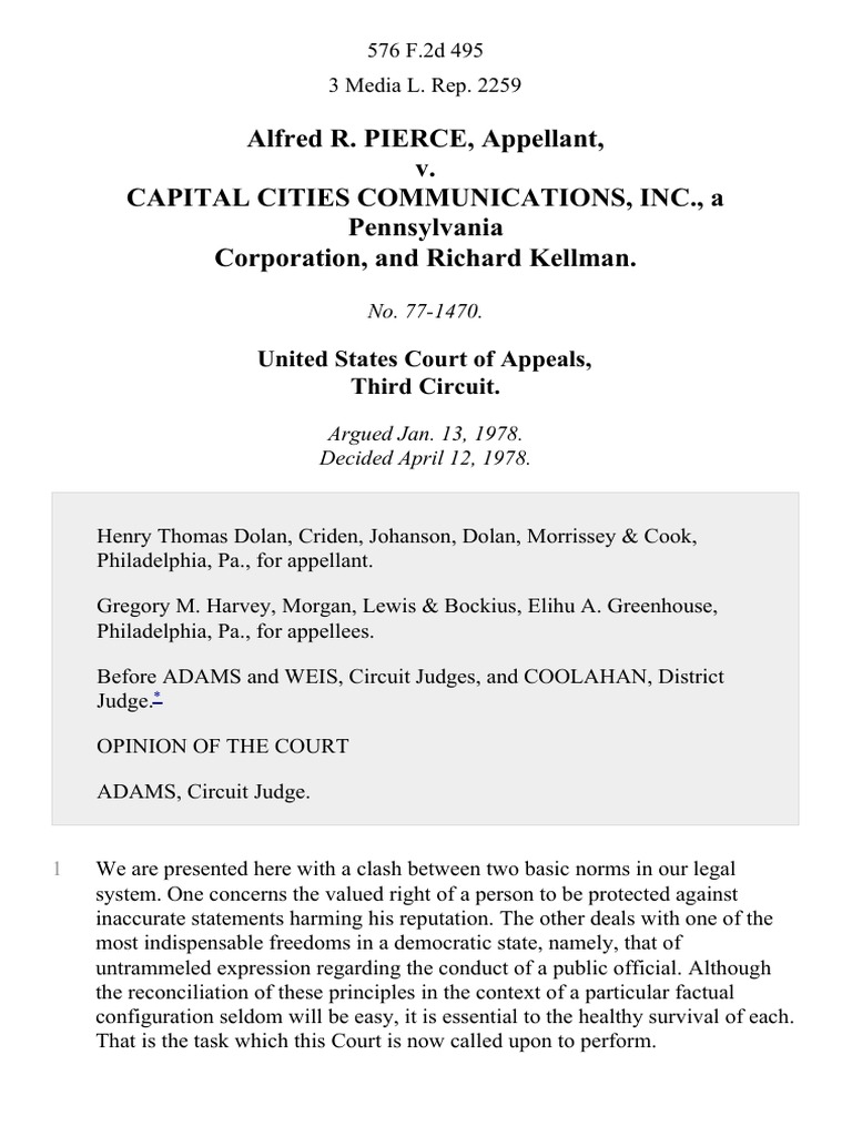 Alfred R. Pierce v. Capital Cities Communications, Inc., A Pennsylvania ...
