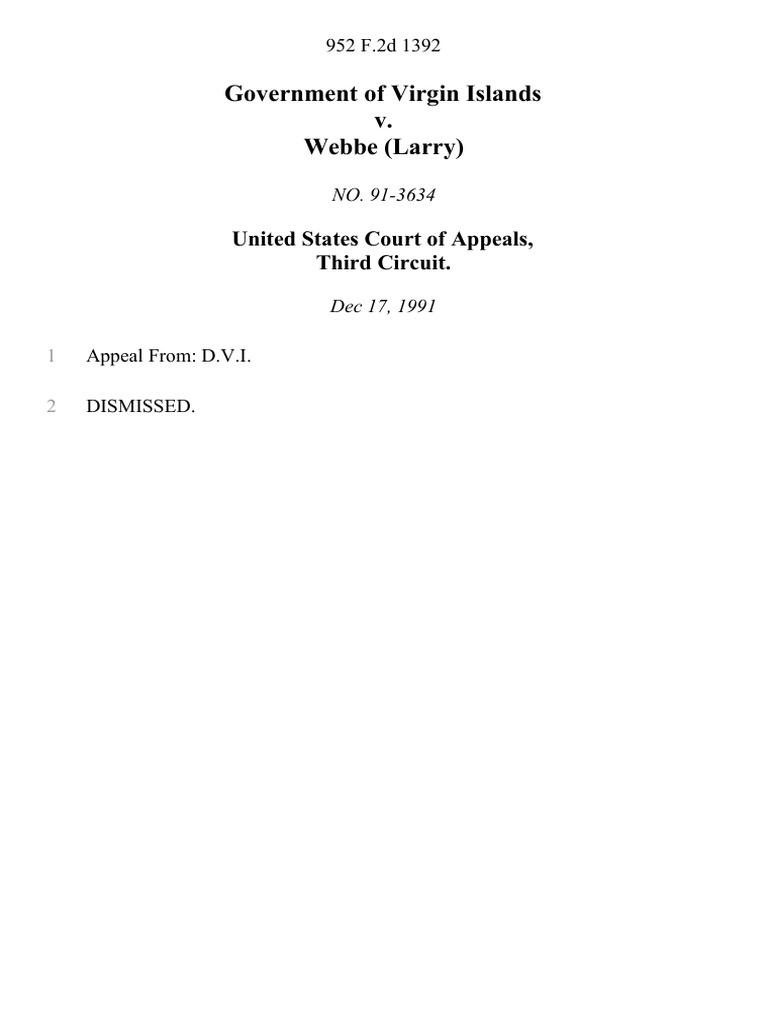 Government of Virgin Islands v. Webbe (Larry), 952 F.2d 1392, 3rd Cir ...