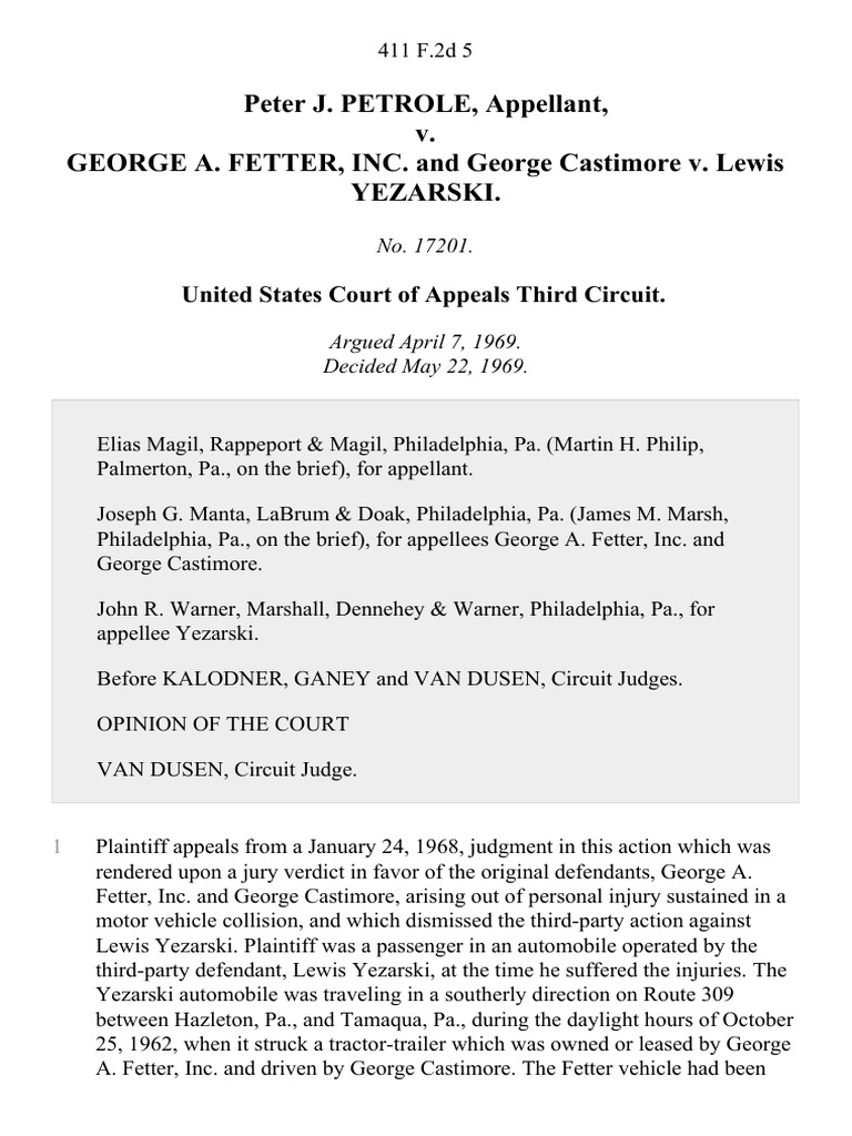 Peter J. Petrole v. George A. Fetter, Inc. and George Castimore v ...