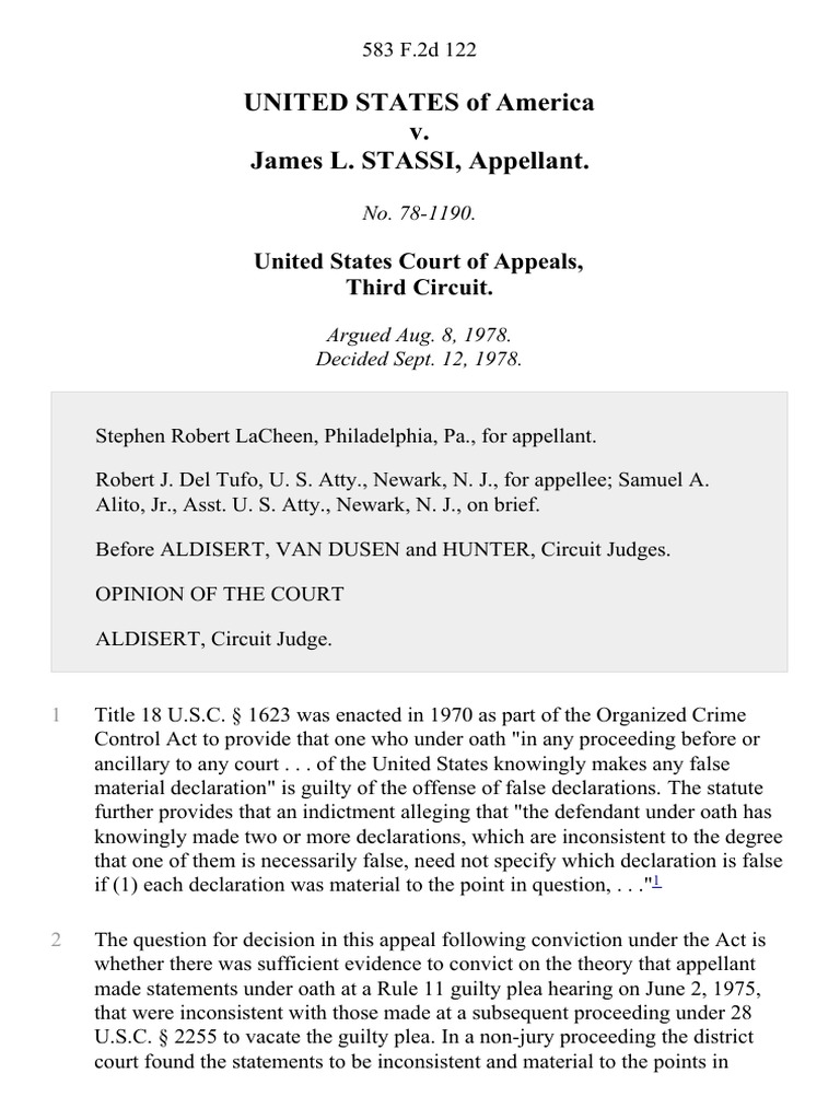 UNITED STATES of America v. James L. STASSI, Appellant | Plea | Plea ...