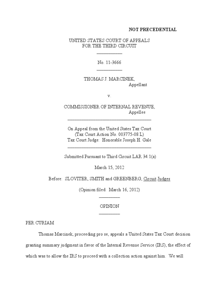 Not Precedential | PDF | United States Tax Court | Internal Revenue Service