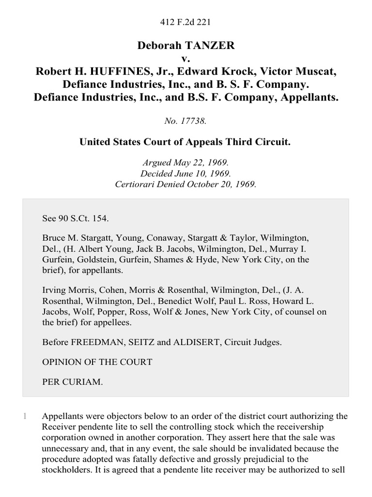 Deborah Tanzer v. Robert H. Huffines, JR., Edward Krock, Victor Muscat ...