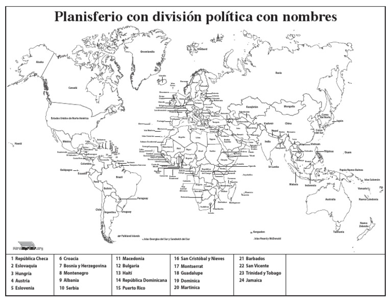 Planisferio Político con Nombres | PDF