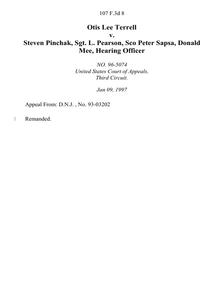 Otis Lee Terrell v. Steven Pinchak, Sgt. L. Pearson, Sco Peter Sapsa ...