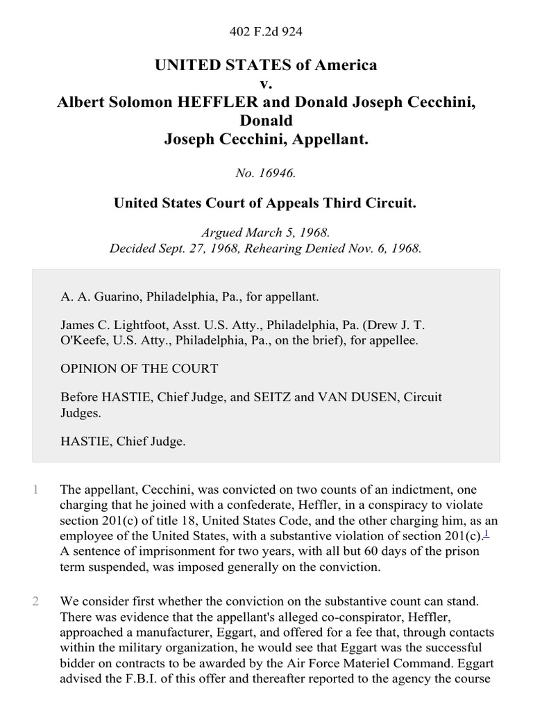 United States v. Albert Solomon Heffler and Donald Joseph Cecchini ...