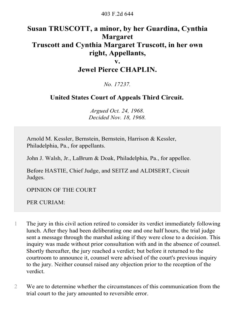 Susan Truscott, A Minor, by Her Guardina, Cynthia Margaret Truscott and ...